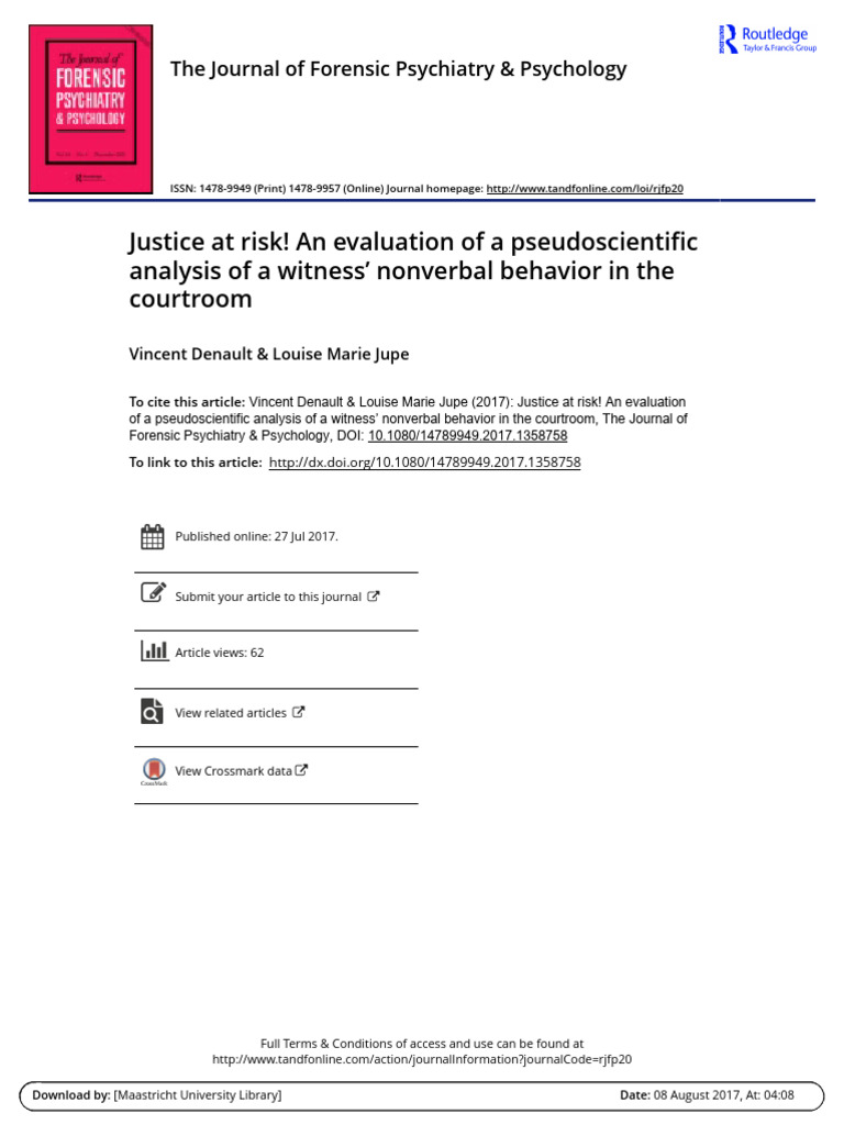 Justice at Risk An Evaluation of A Pseudoscientific Analysis of A ...