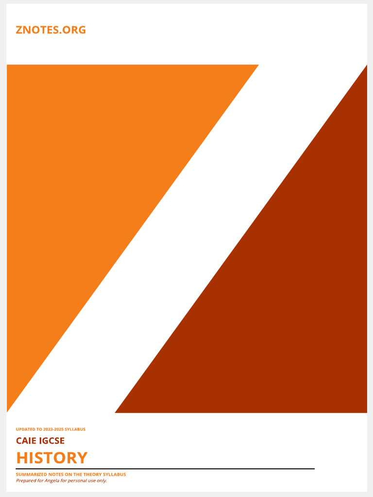 Z Notes - History - Core Content (B) The 20th Century | PDF