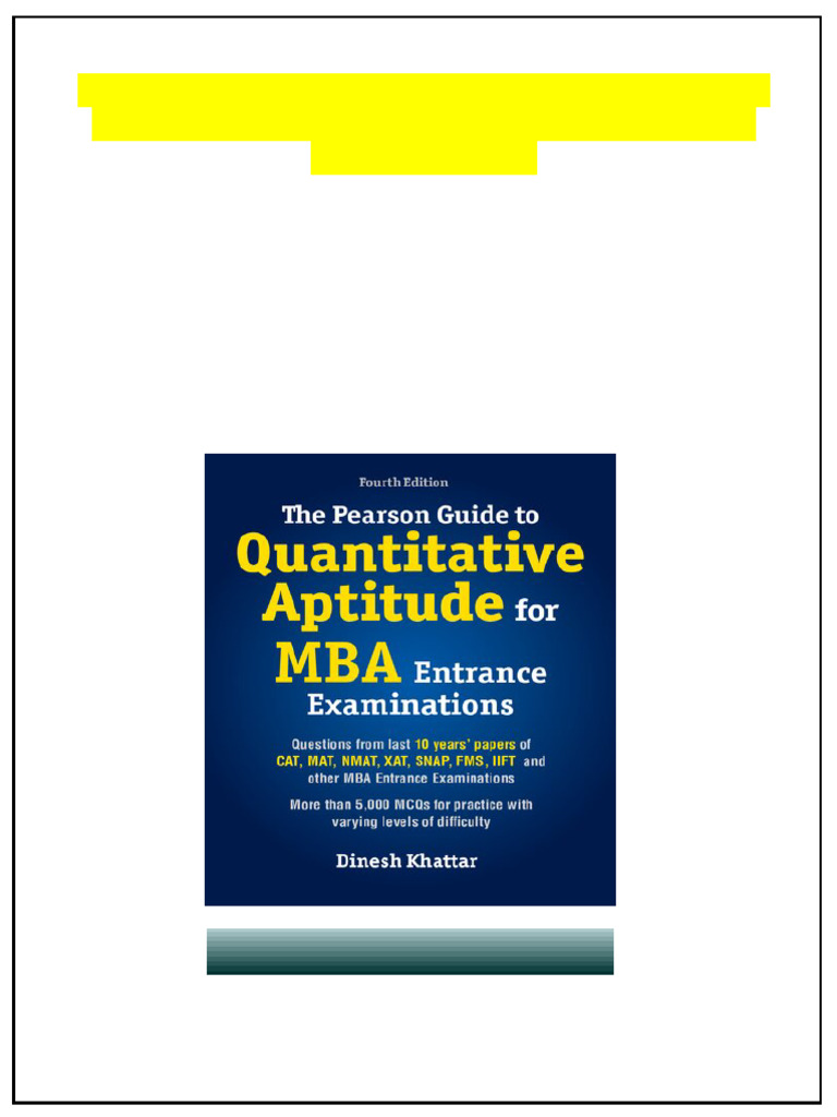 The Pearson Guide To Quantitative Aptitude For MBA Entrance Examinations 4th Edition Dinesh ...