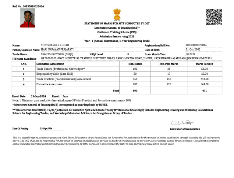 Date of Printing: Digitally Signed by DS Directorate General of ...