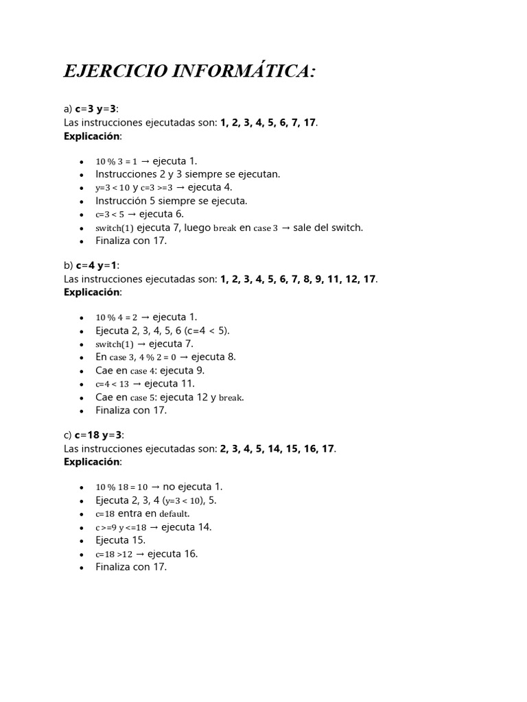 Ejercicio Informática Errores | PDF