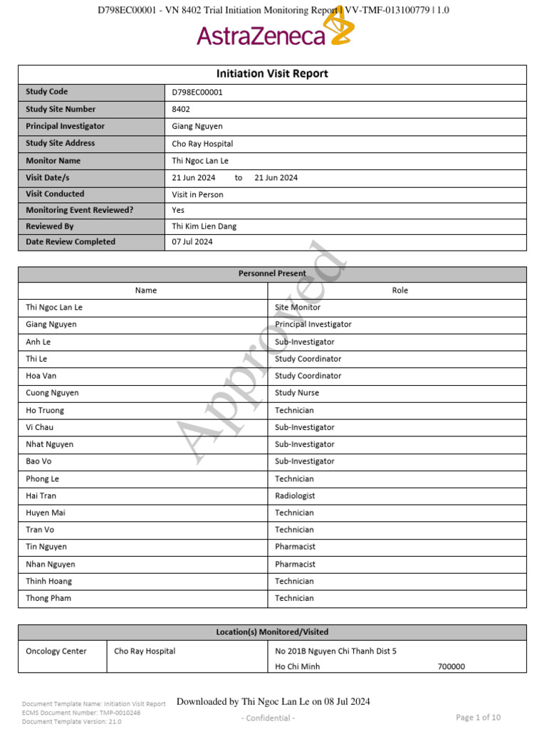 D798EC00001 - VN 8402 Trial Initiation Monitoring Report | PDF ...