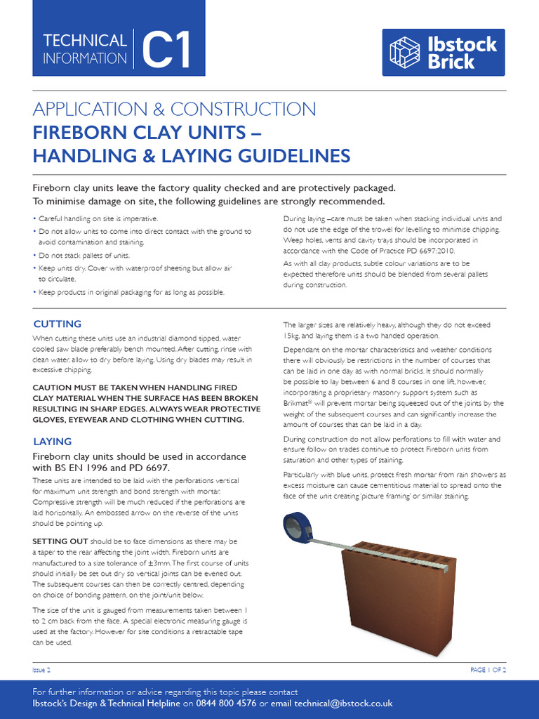 Fireborn Clay Units: Handling & Laying Guide | PDF | Mortar (Masonry ...