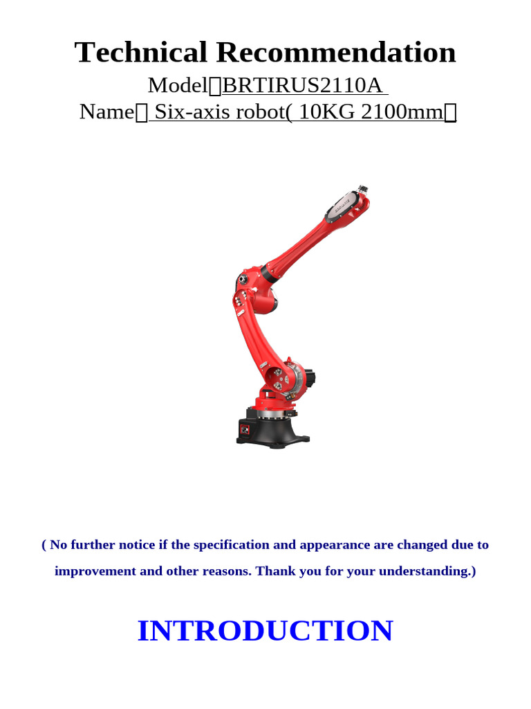BRTIRUS2110A Six-Axis Robot Overview | PDF | Gear | Mechanical Engineering