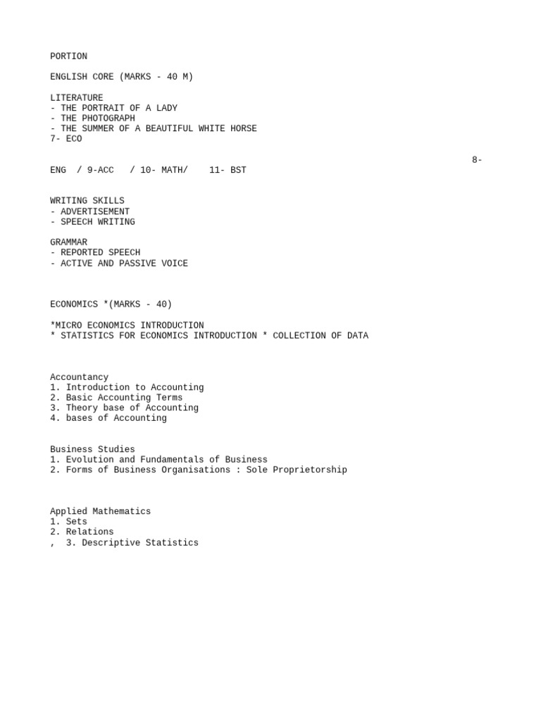 English Core and Economics Curriculum Guide | PDF