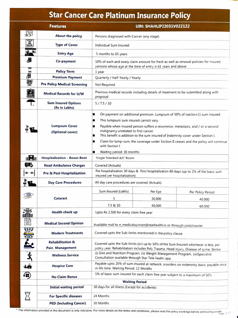 One Pager - Cancer Care Platinum | PDF | Clinical Medicine | Medical ...