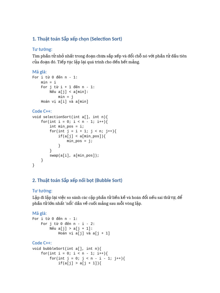 Thuat Toan Sap Xep Day Du | PDF