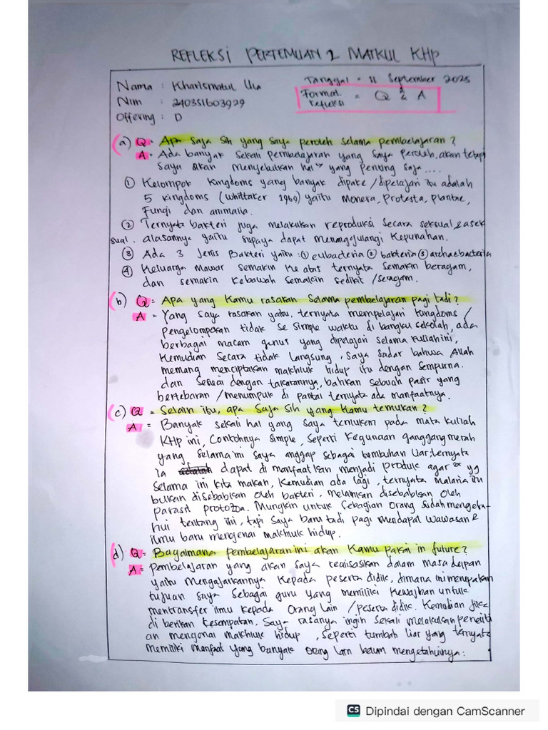 Refleksi KHP - Kharismatul Ula | PDF