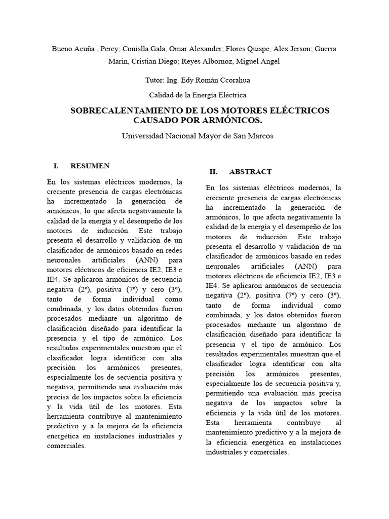 Sobrecalentamiento de Los Motores Electricos Causado Por Armonicos ...