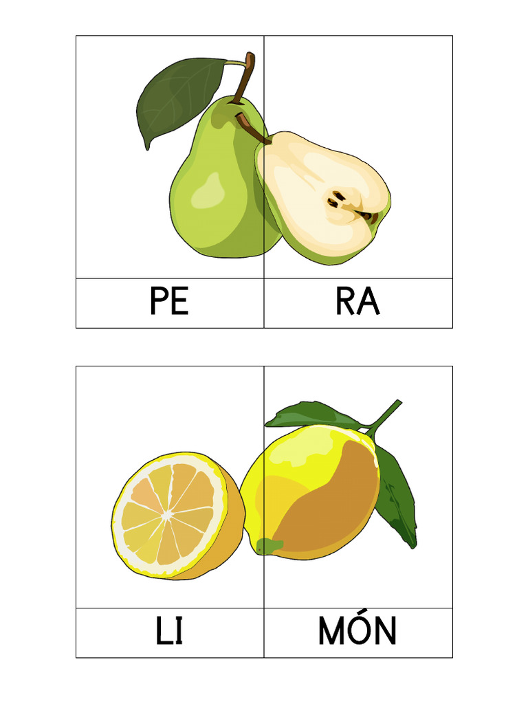 Frutas y Verduras 2 Sílabas | PDF