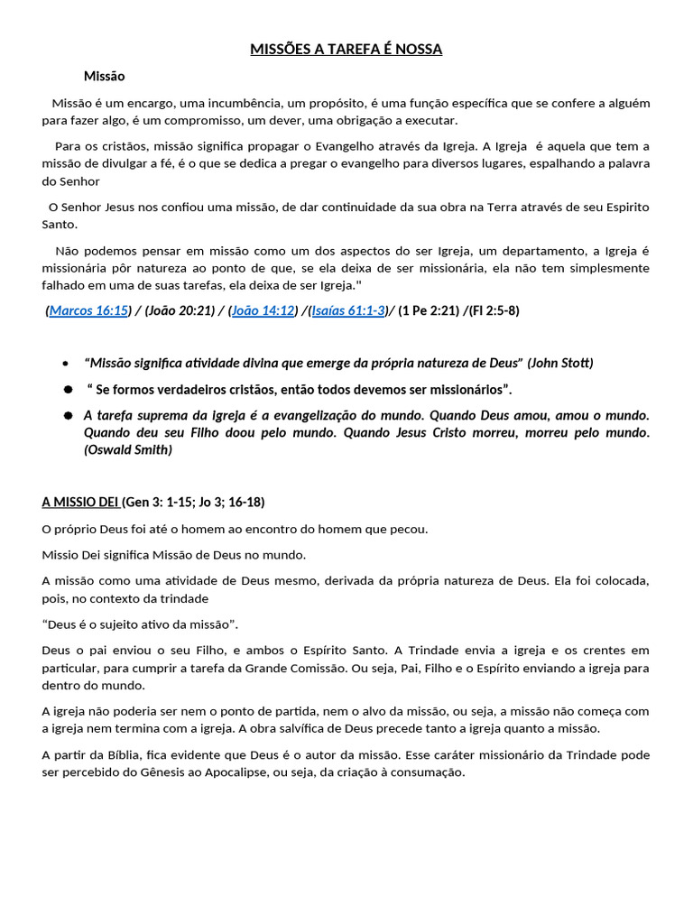 Missões A Tarefa É Nossa | PDF | Missão cristã | Evangelismo