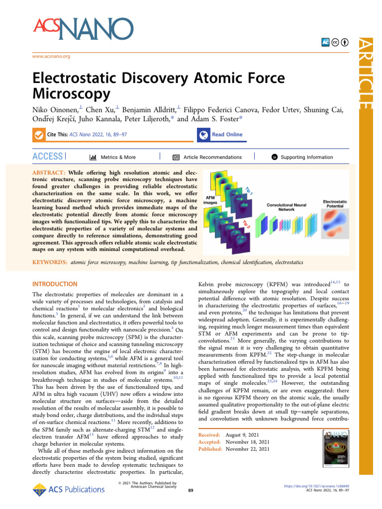 Electrostatic Discovery AFM Method | PDF | Atomic Force Microscopy ...