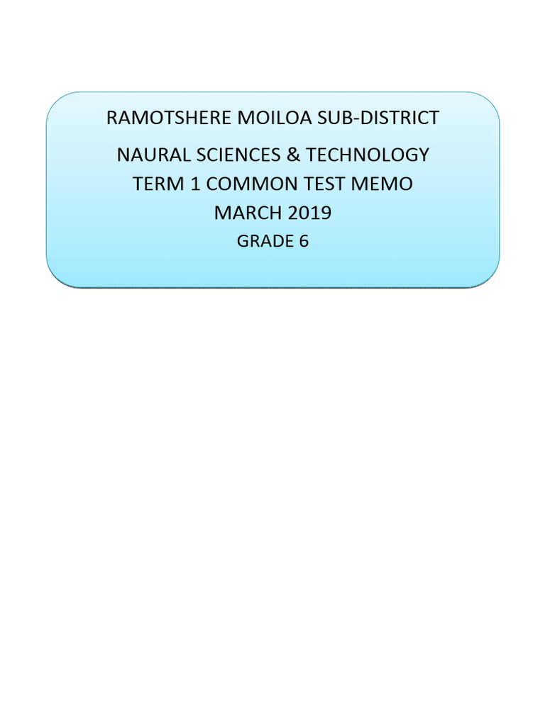 Grade 6 Natural Sciences Test Memo | PDF | Foods | Biology