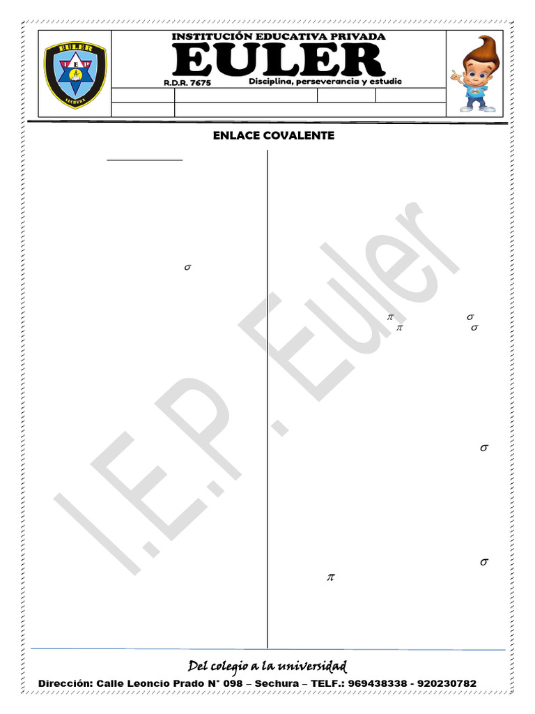 5°q. ENACE COVALENTE In. | PDF | Enlace químico | Enlace covalente