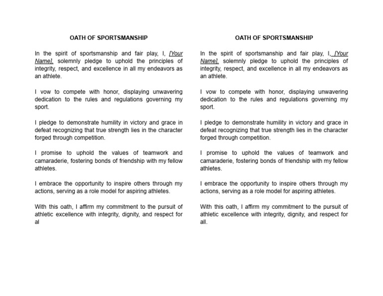Athlete's Oath of Sportsmanship | PDF