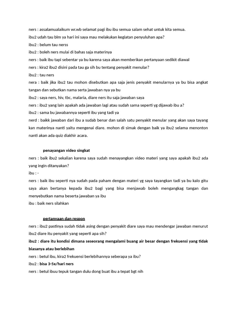 Penyuluhan Kesehatan: Bahaya Diare | PDF