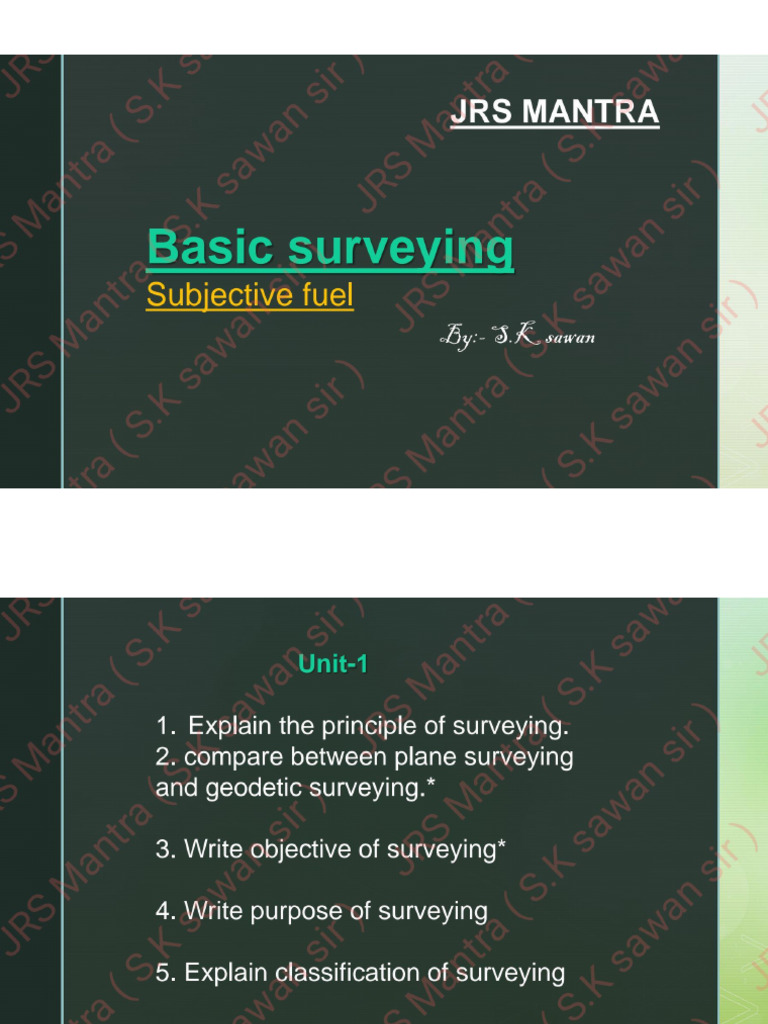 Basic Surveying Exam Full by (Sawan Sir) 2024 | PDF