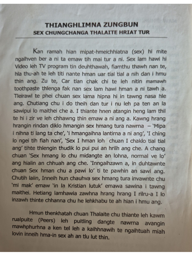Sex Education, Mizo | PDF