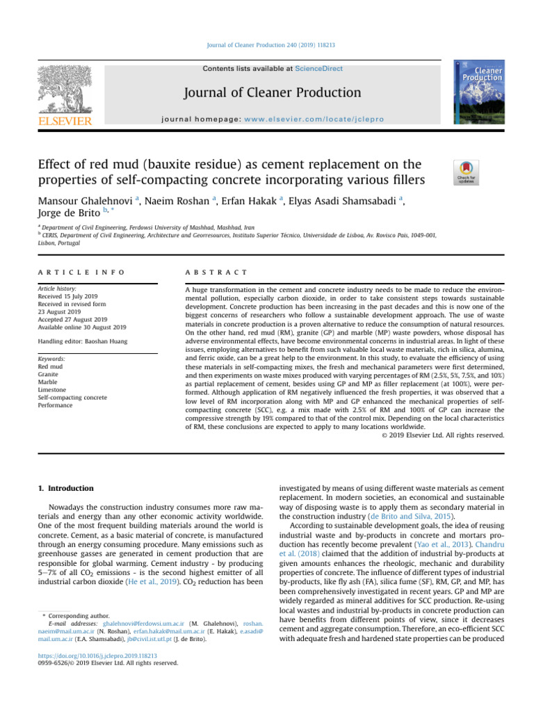 Red Mud in Self-Compacting Concrete | PDF | Concrete | Cement