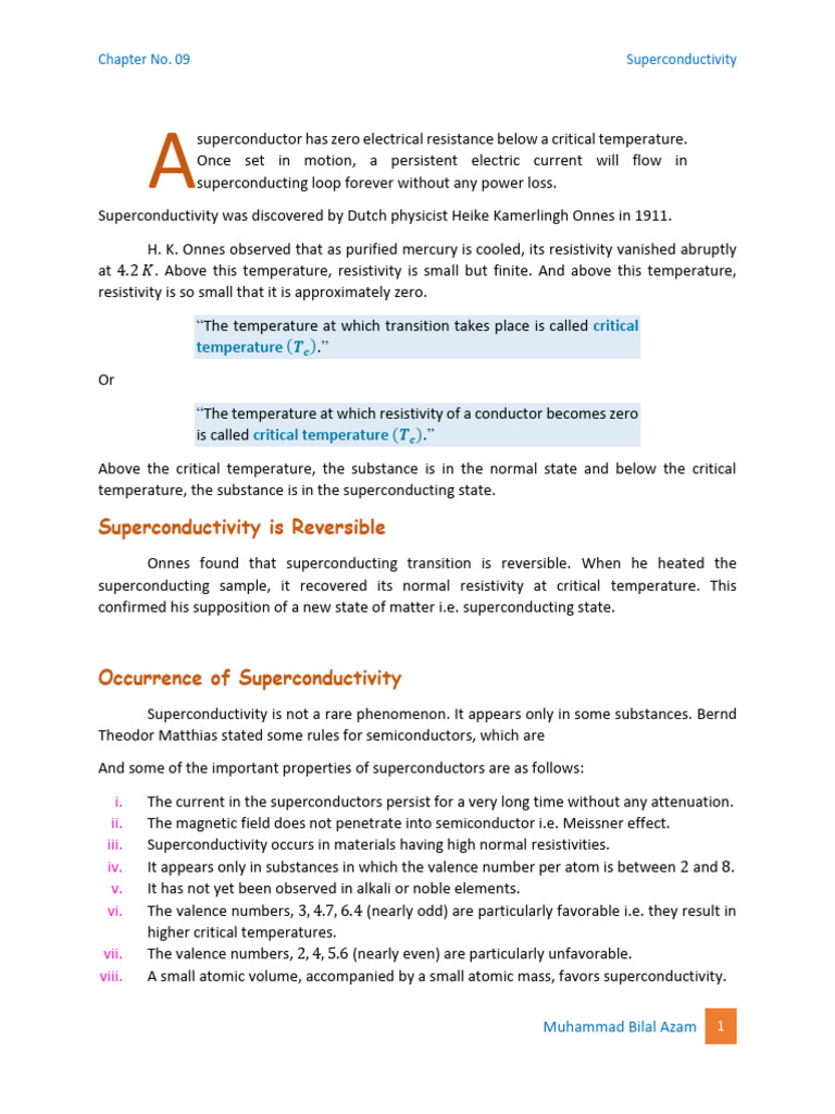 Superconductivity | PDF | Superconductivity | Electrical Resistivity And Conductivity