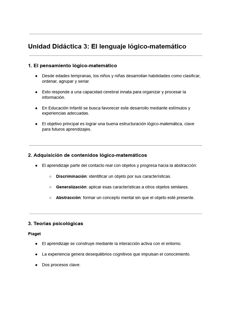 Desarrollo del Lenguaje Lógico-Matemático | PDF | Aprendizaje ...