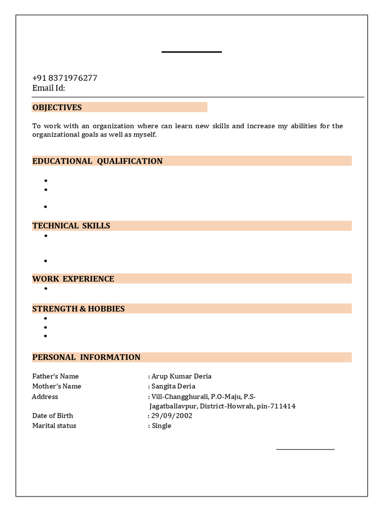 Resume (Ardhendu Shekhar Deria) | PDF