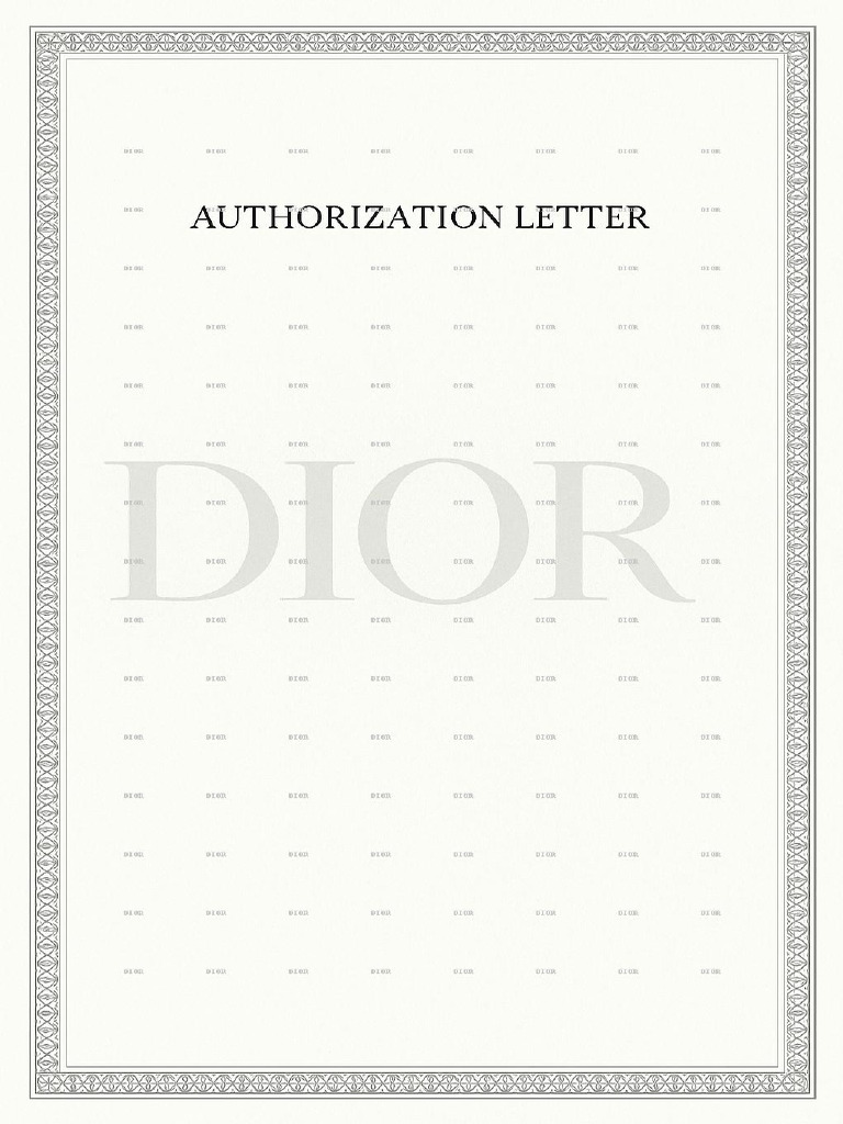 Dior Authorization Letter Centered Watermark | PDF