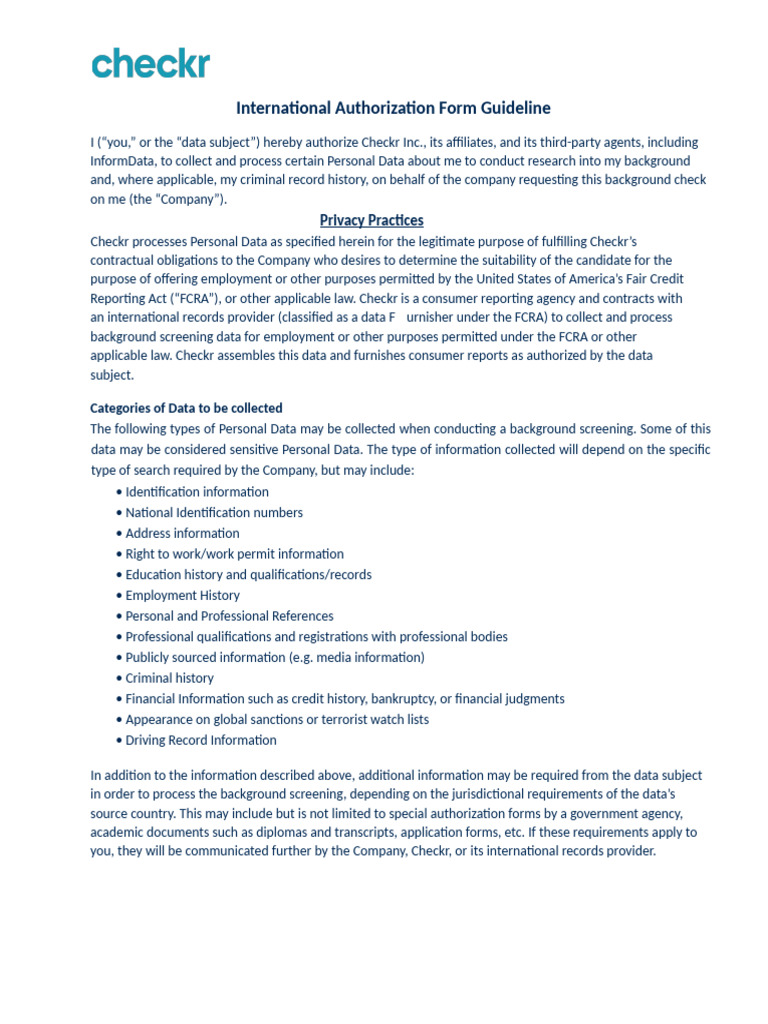 Checkr Background Screening Guidelines | PDF | Privacy | Information ...