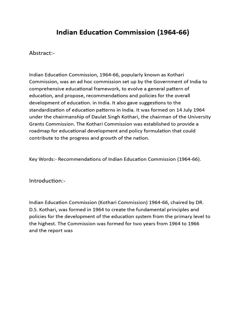 Kothari Commission: Education Reform 1964-66 | PDF | Knowledge