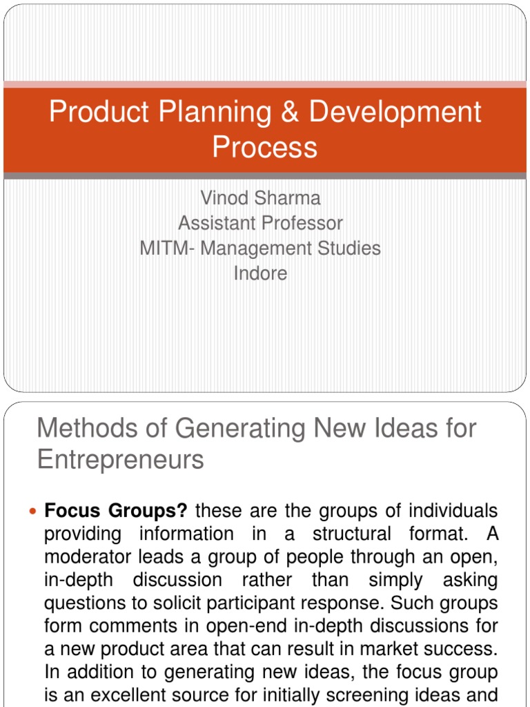 Product Planning & Development Process: Vinod Sharma Assistant Professor MITM-Management Studies ...