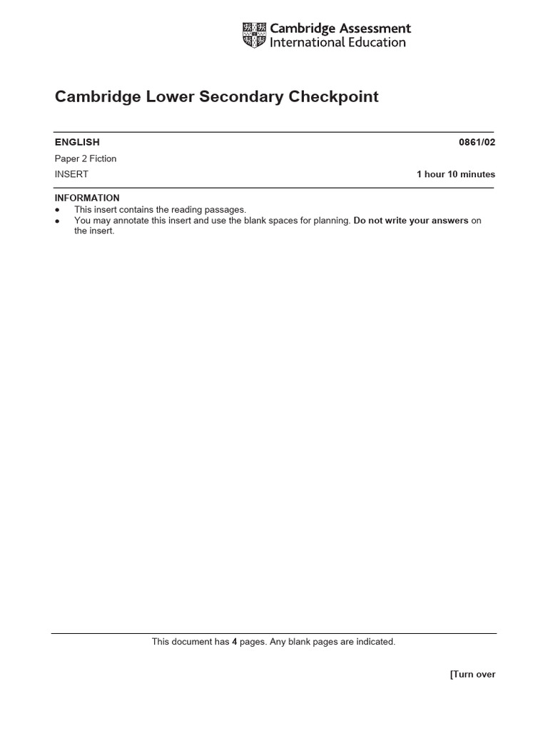 Cambridge Checkpoint English Fiction Insert | PDF
