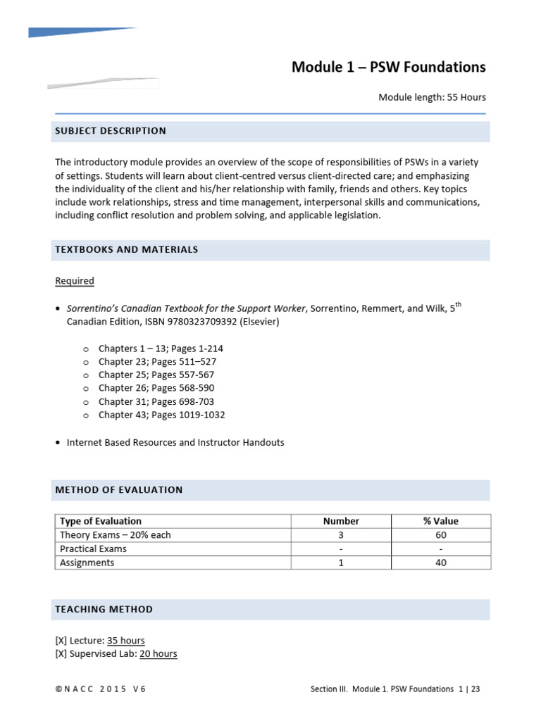 PSW Foundations Course Overview | PDF | Communication | Procedural ...