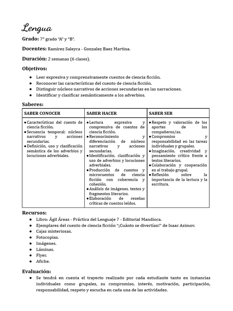 SECUENCIA LENGUA 7mo. | PDF | Adverbio | Tipología Lingüística