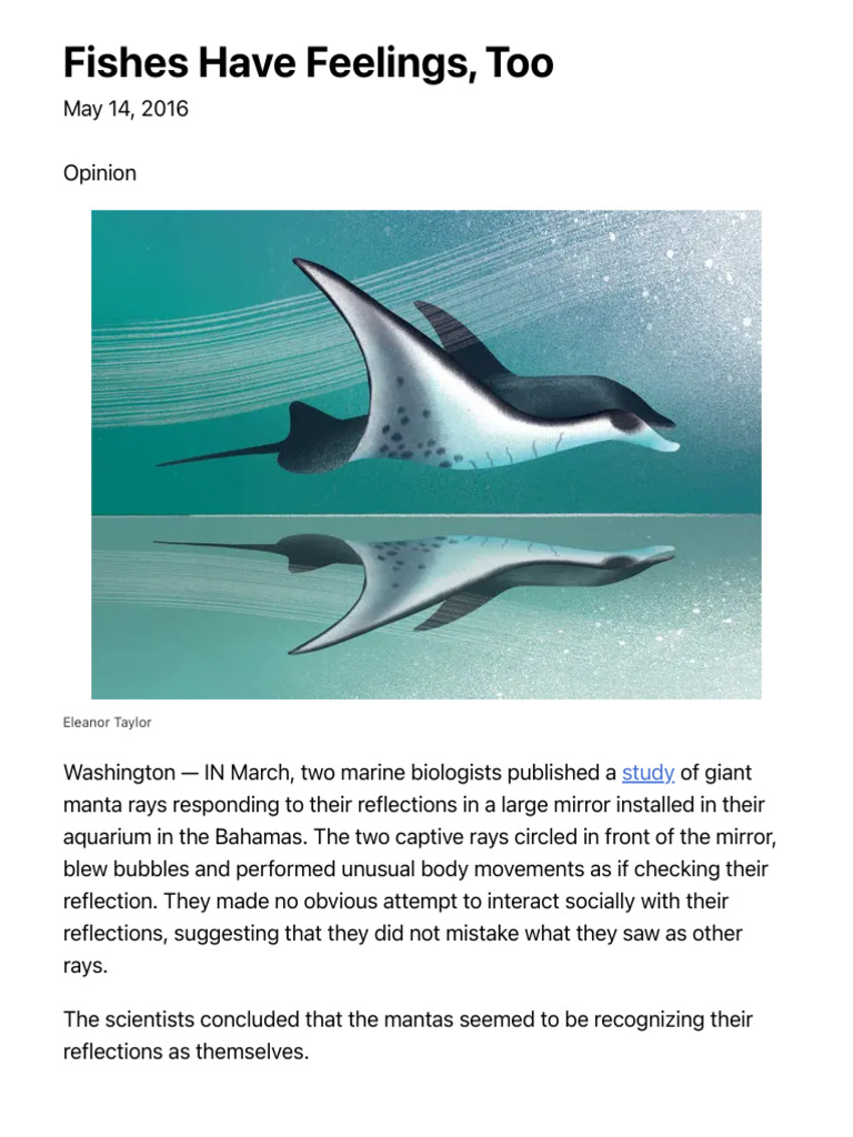 1-3-1 - Balcombe - Fishes Have Feelings Too | PDF | Self Awareness | Fish