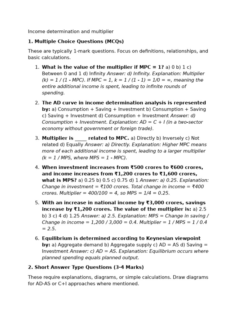 Income Determination and Multiplier | PDF | Fiscal Multiplier ...