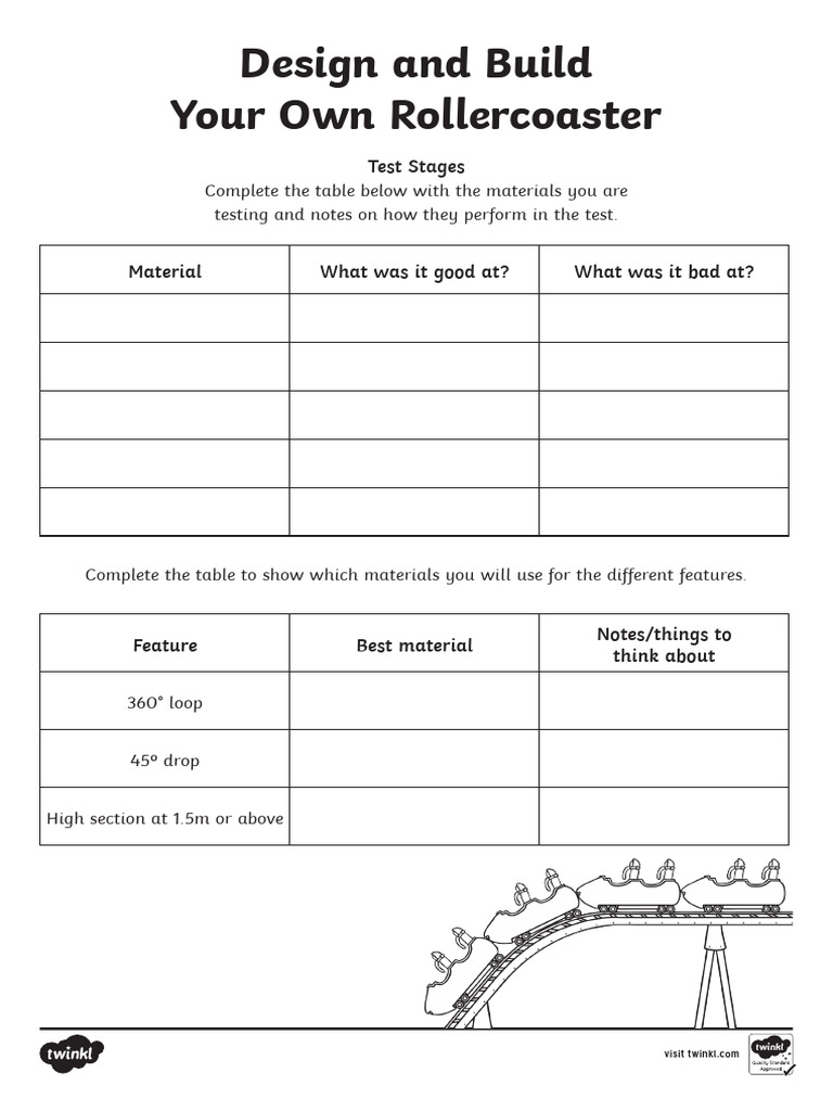 Design and Build Your Own Rollercoaster Design Sheets | PDF