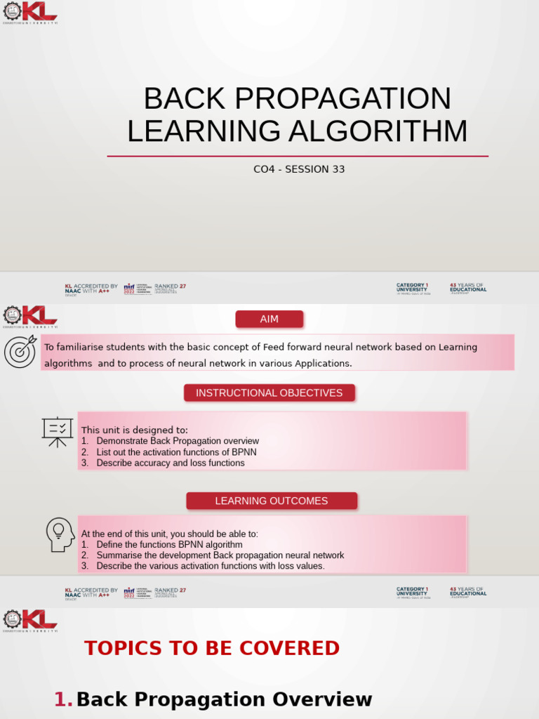 Session 33 2 CO4 Backpropagation | PDF | Learning | Statistical Classification