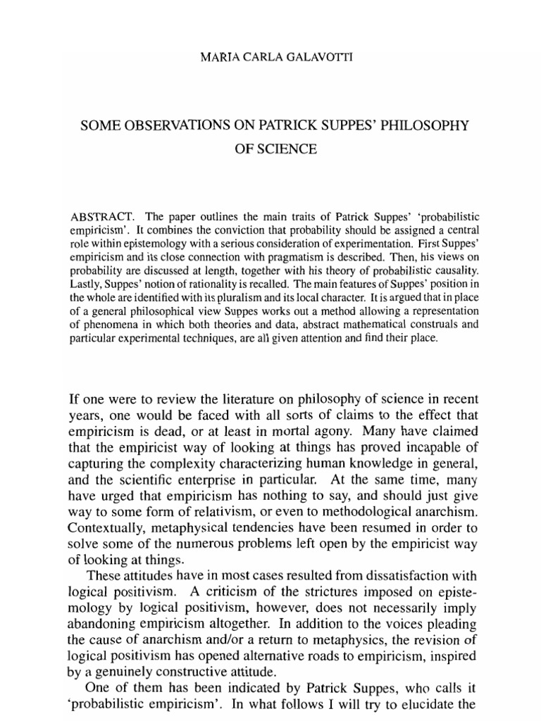 Galavotti Suppes | PDF | Causality | Determinism