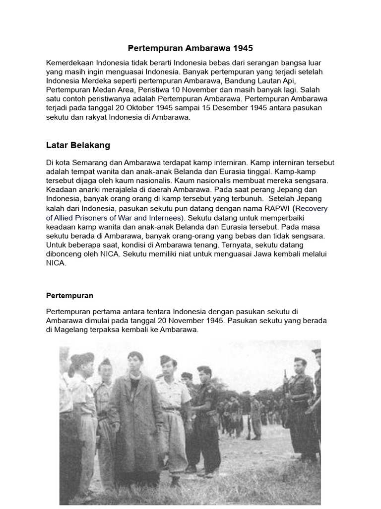 Pertempuran Ambarawa: Sejarah 1945 | PDF
