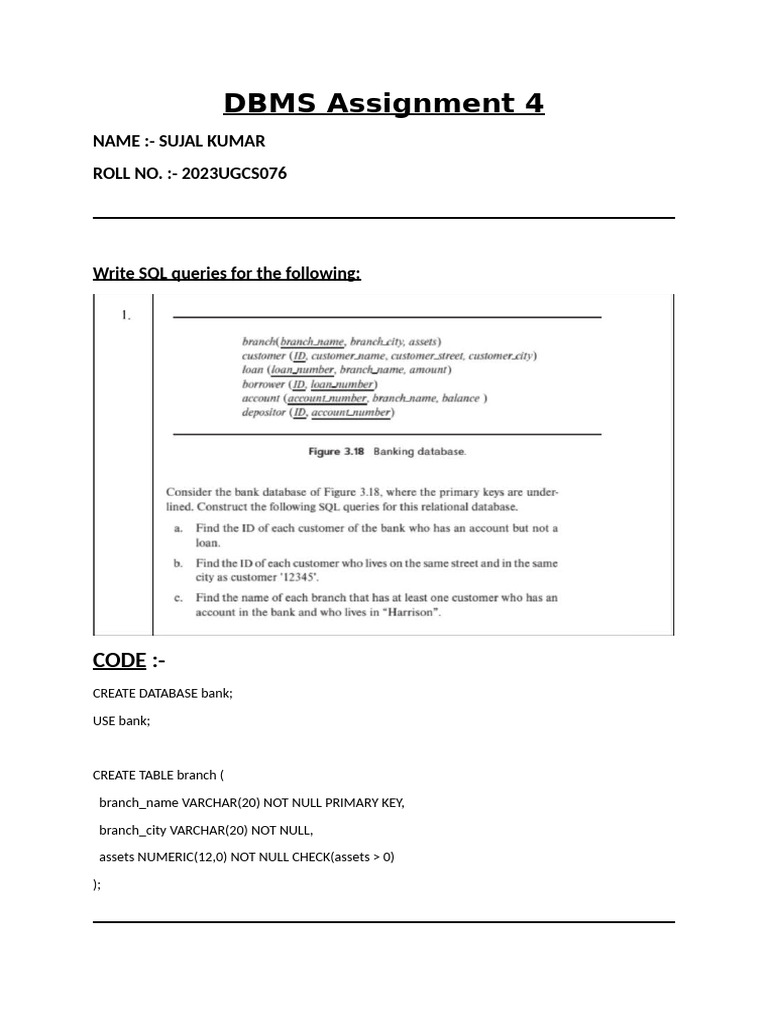 Dbms Lab Assignment 3 Sujal Kumar 2023ugcs076 | PDF | Software Design ...
