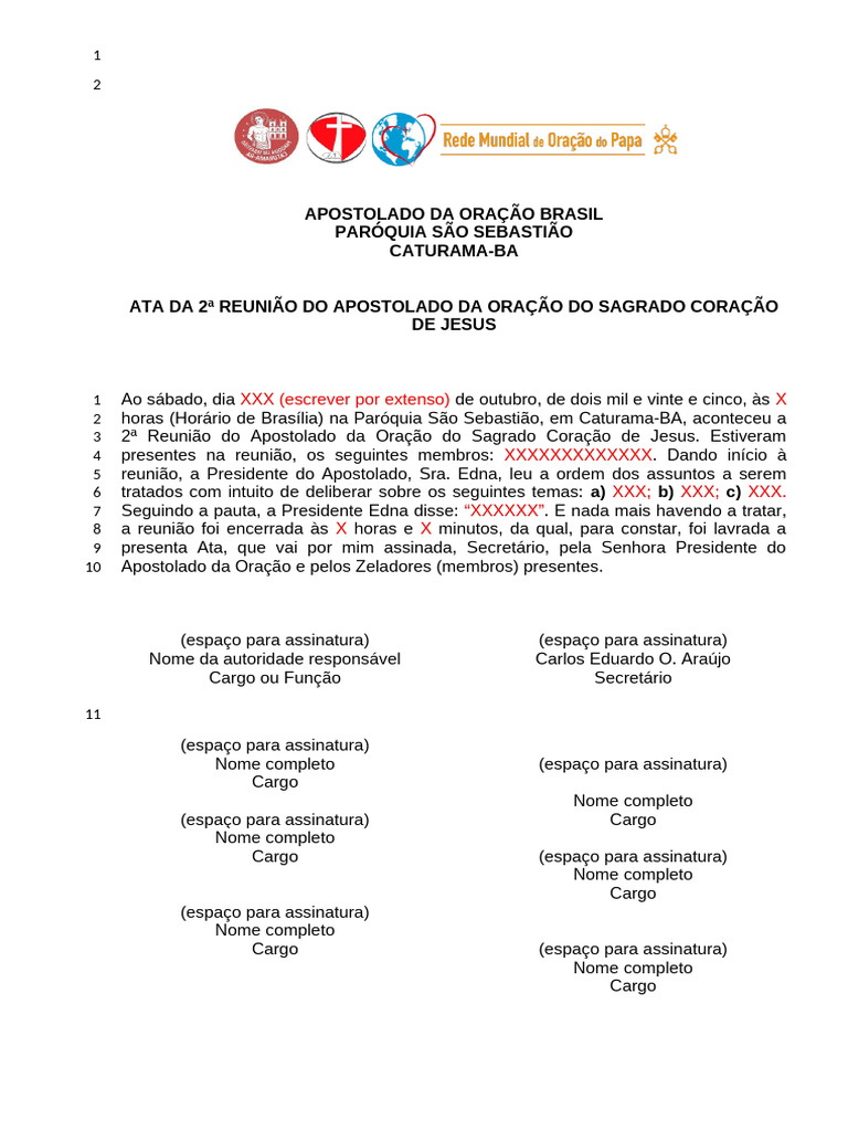 Ata da 2ª Reunião do Apostolado | PDF