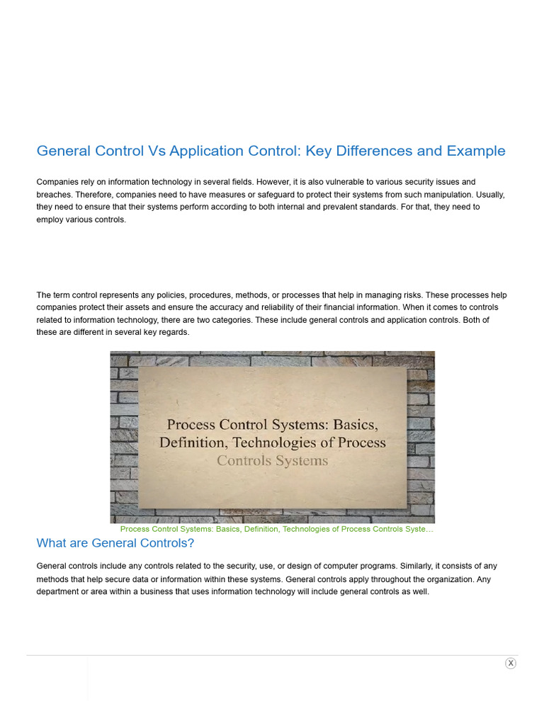 General vs Application Controls Explained | PDF | Application Software ...