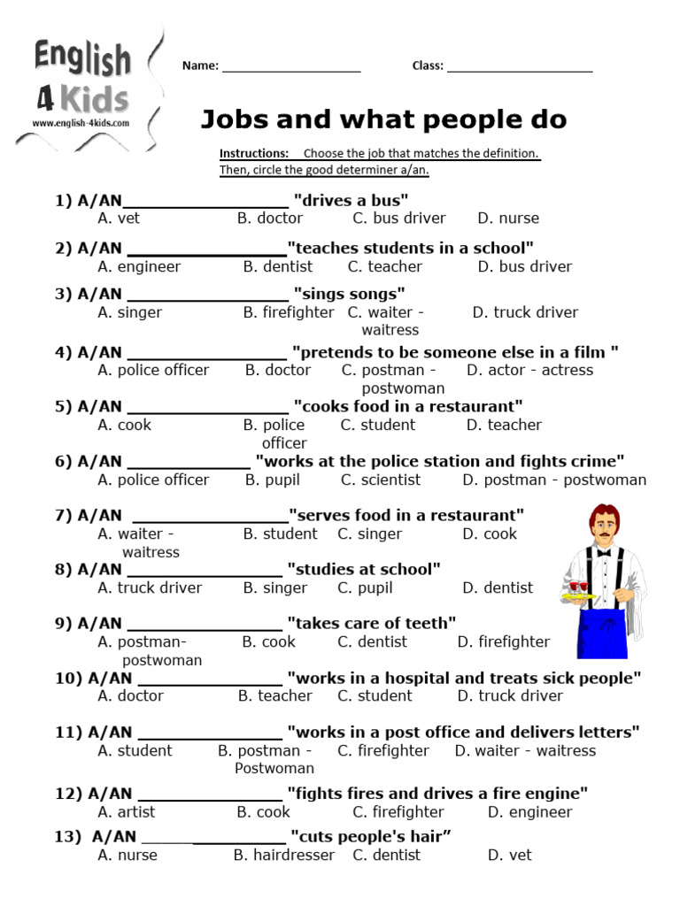 Jobs Multiple Choice Quiz | PDF