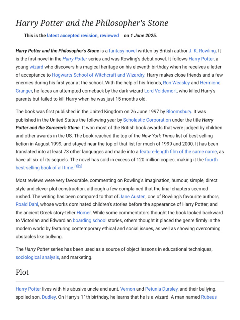 Publication Date of Philosopher's Stone | PDF | Harry Potter