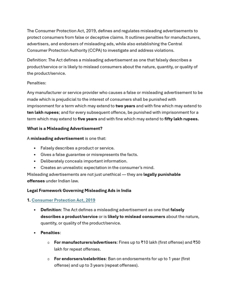 Misleading Advertisements | PDF | False Advertising | Advertising