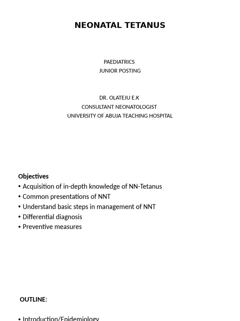 Neonatal Tetanus | PDF | Medical Specialties