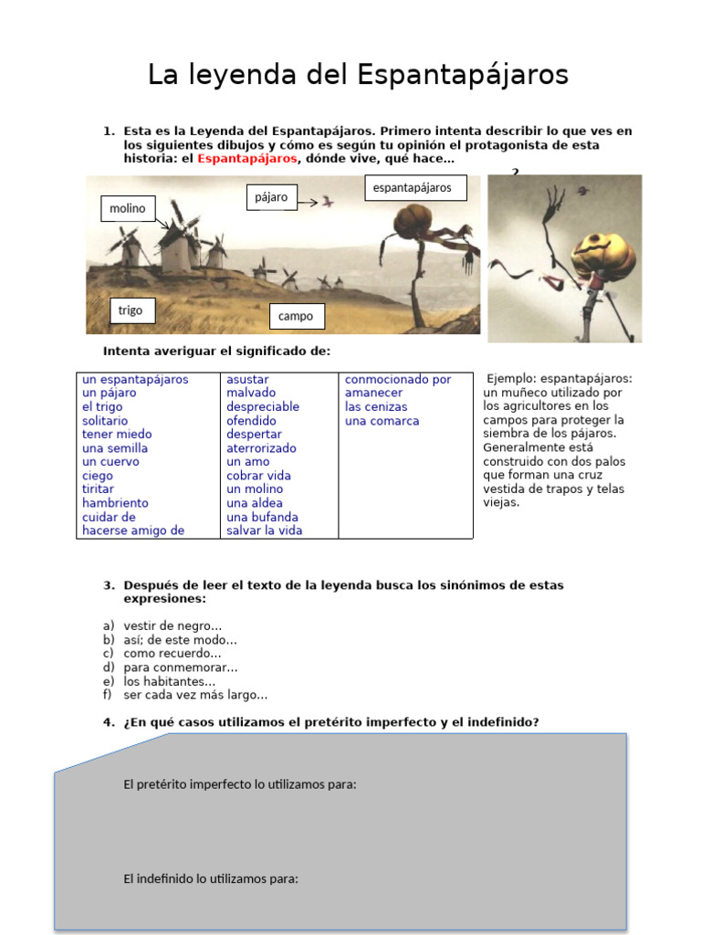 La Leyenda Del Espantapájaros - Alumnos | PDF