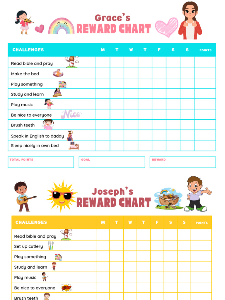 Children Summer Reward Chart Poster | PDF
