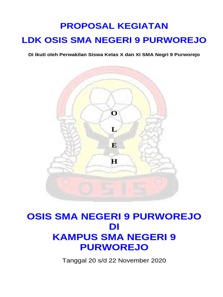 Proposal LDKS OSIS SMAN 9 Purworejo | PDF