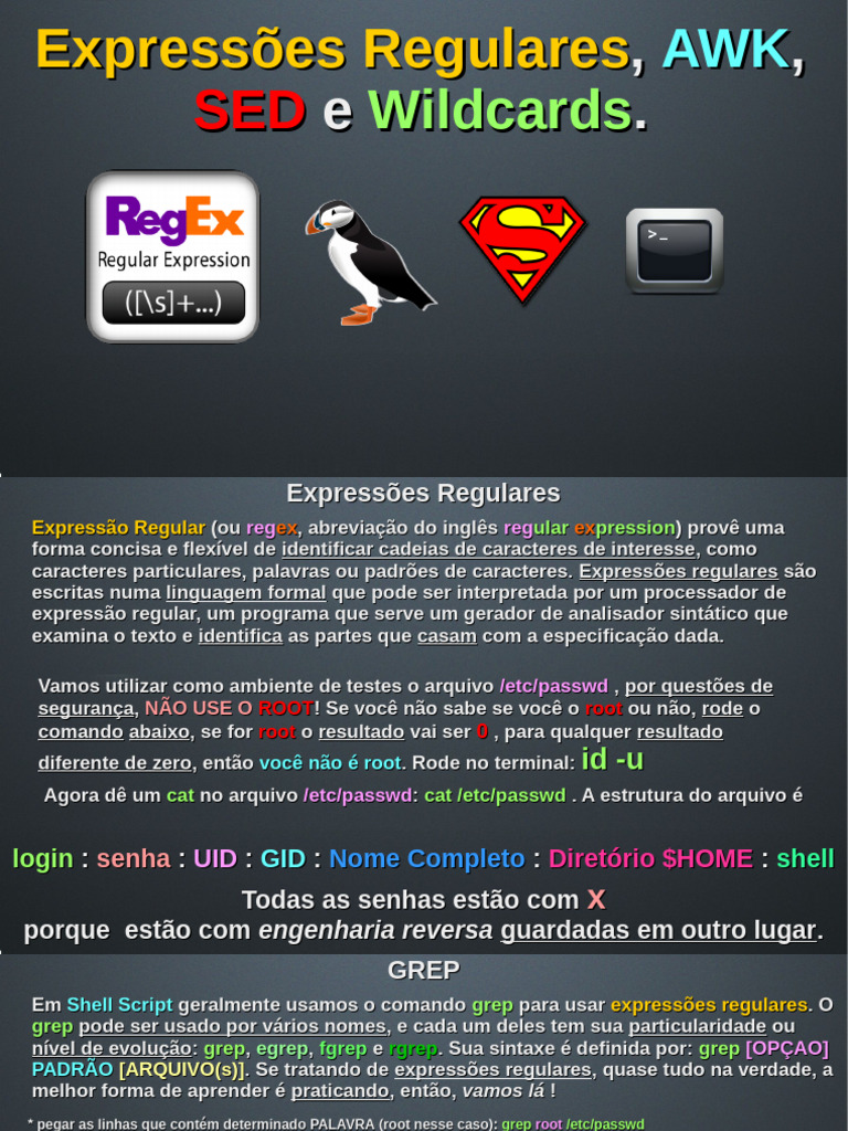 GRE Sed Awk Wildcards - Shell Script | PDF | Expressão regular (Ciência ...
